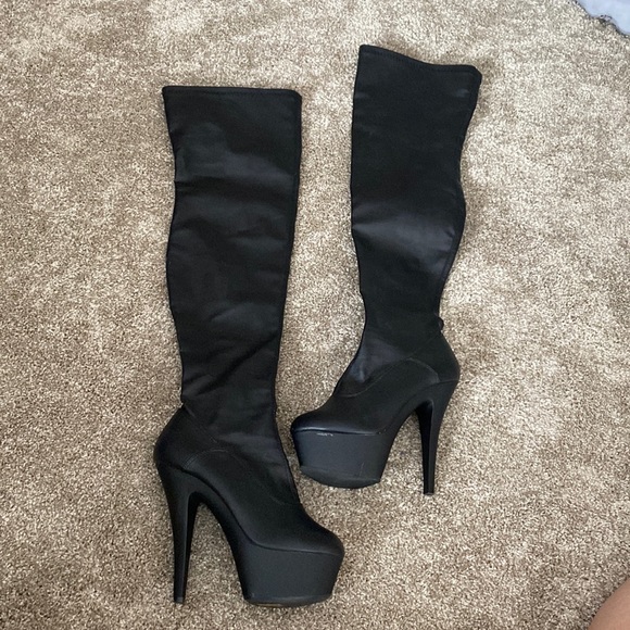 Pleaser | Shoes | Size 9 Black Pleasers Above The Knee Heels | Poshmark